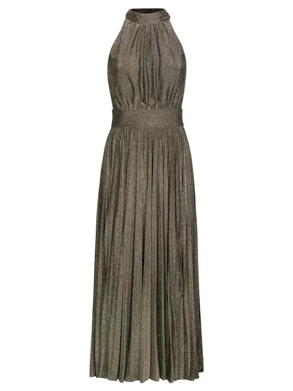 Dolce & Gabbana Midi Pleated Silk Dress - Silver