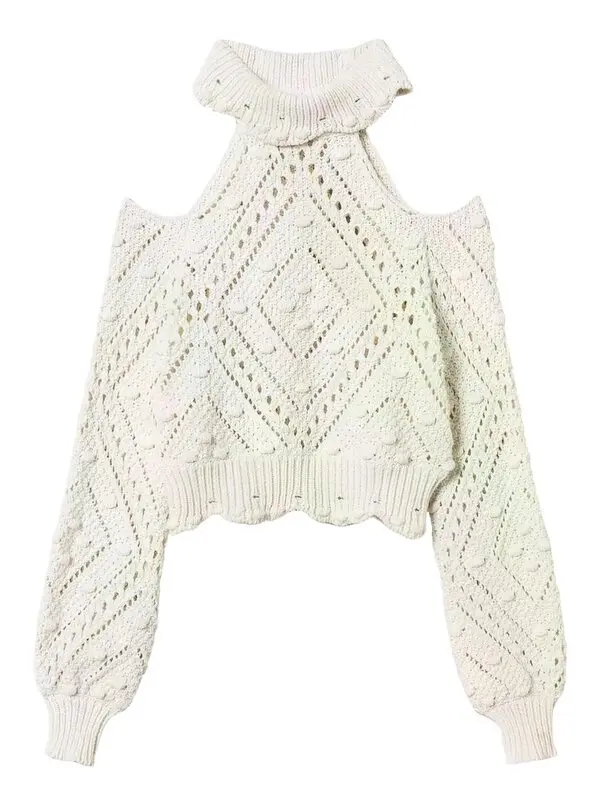 TWINSET Openwork-knit Cropped Sweater - Neutrals