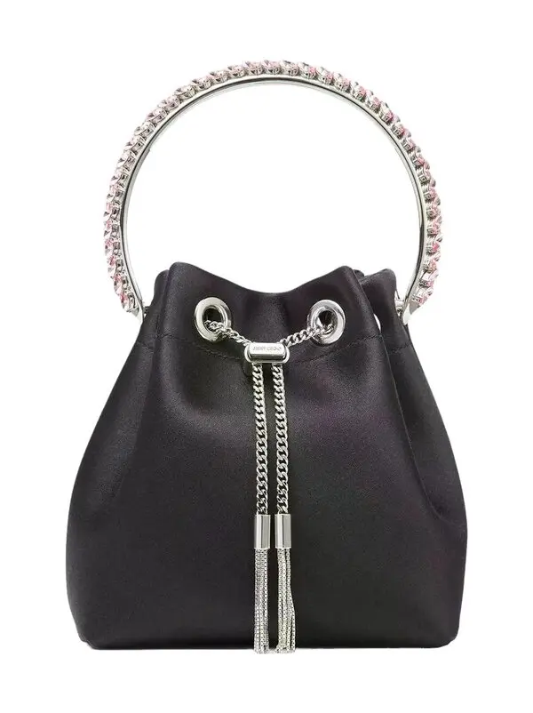 JIMMY CHOO Bon Bon Crystal-embellished Satin Bag - Black