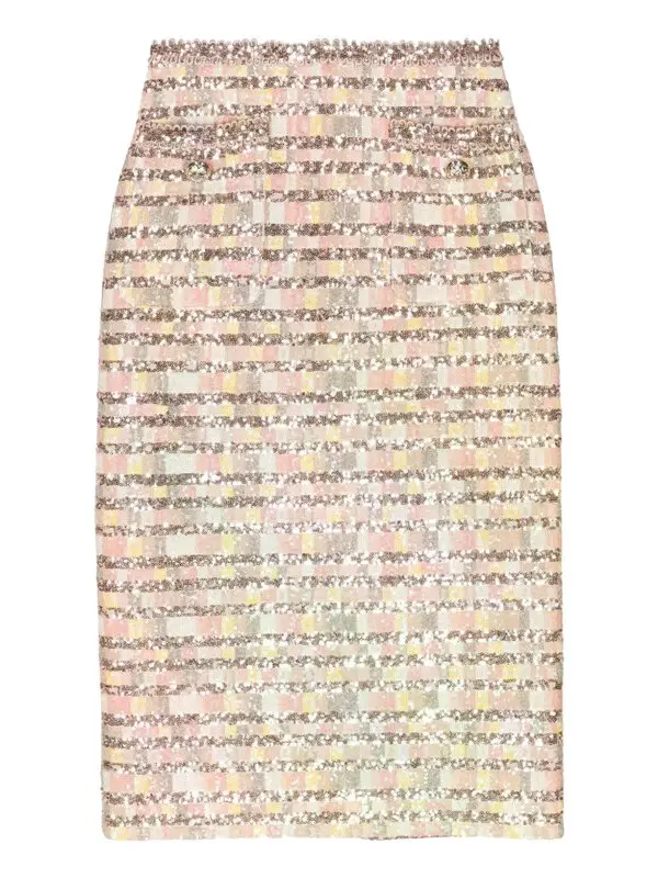 Elie Saab Camaleonte Sequin-embellished Midi Skirt - Neutrals