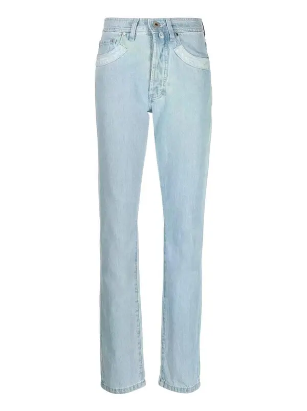032C Double Shift Ripped-patch Straight-leg Jeans - Blue