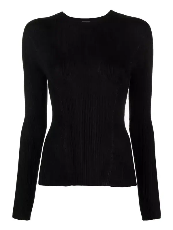 LANVIN Long-sleeve Ribbed-knit Top - Black