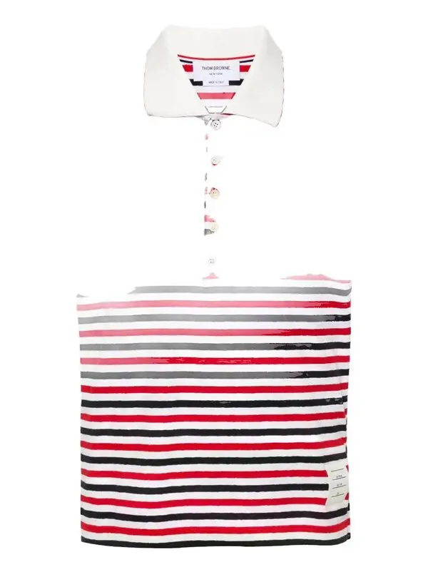Thom Browne Rwb-striped Polo Shirt - Red