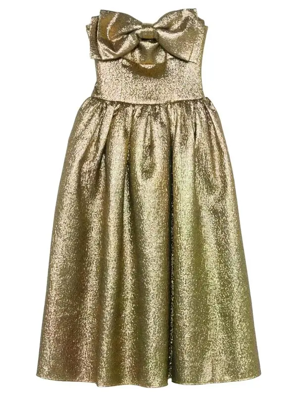 SELF-PORTRAIT Metallic Midi Dress - Gold