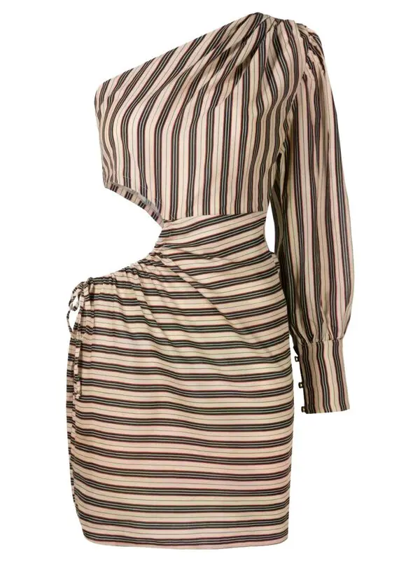 AMIR SLAMA One-shoulder Striped Dress - Multicolour