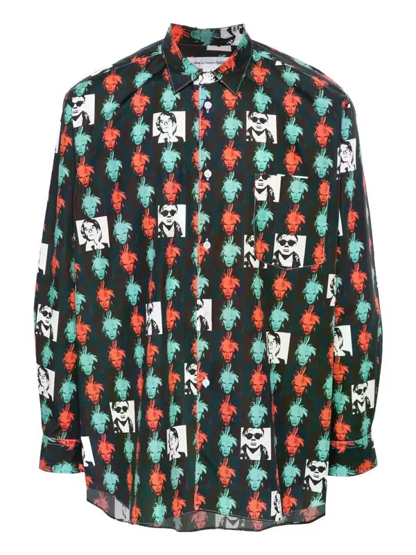 Comme Des Garçons Andy Warhol-print Cotton Shirt - Black