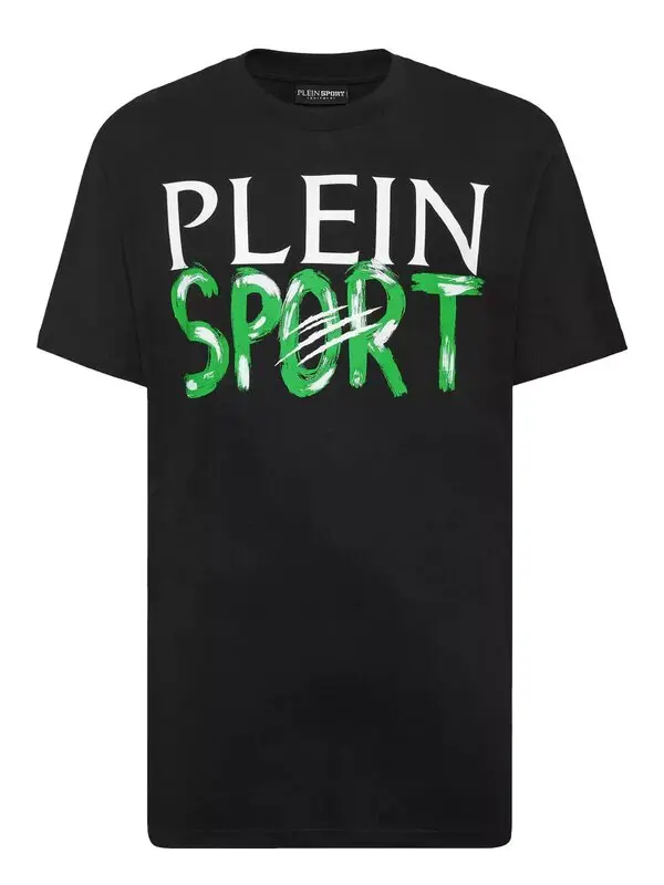 PLEIN SPORT Ss Logo-print Cotton T-shirt - Black