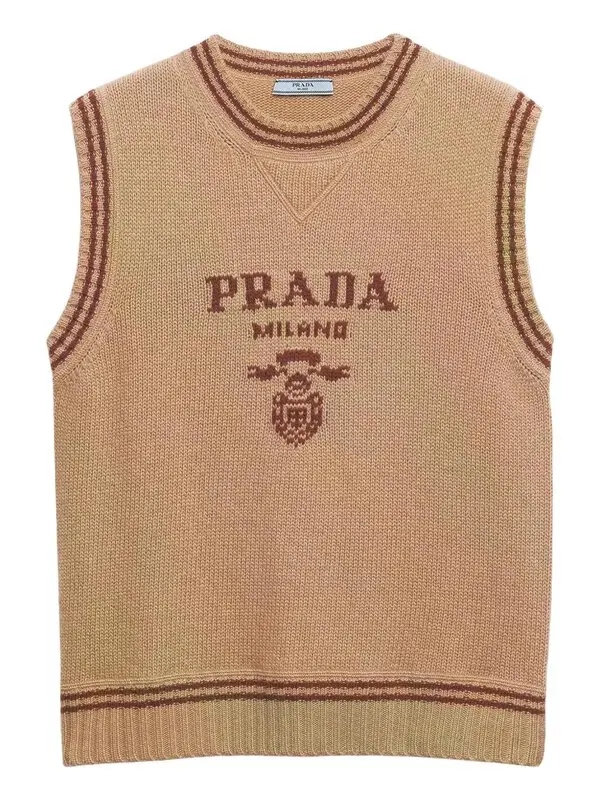 Prada Intarsia Ribbed Vest - Brown