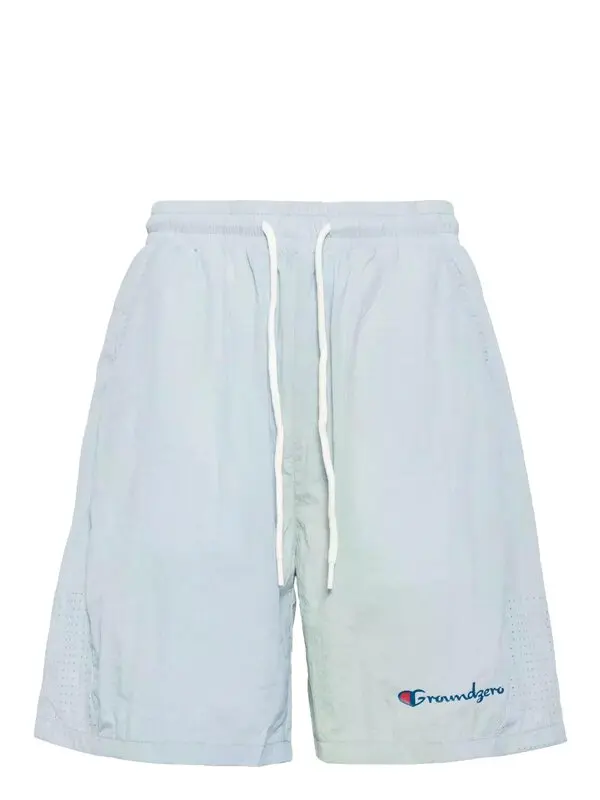 GROUND ZERO Logo-print Knee-length Shorts - Blue