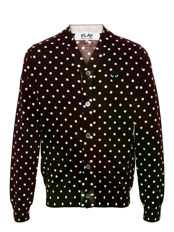 Play Comme Des Garcon Polka-dot Wool Cardigan - Red