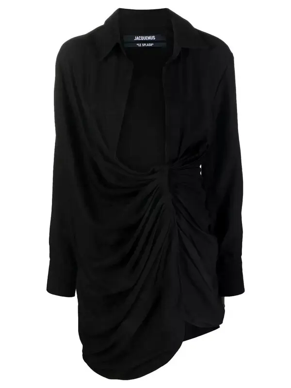 Jacquemus Long-sleeved Mini Shirt Dress - Black
