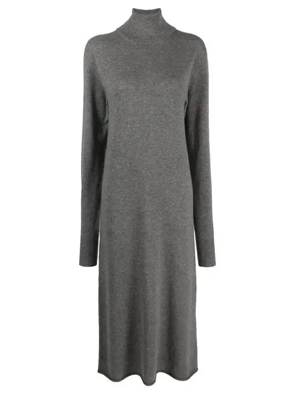 JIL SANDER High-neck Cashmere Knitted Dress - Grey
