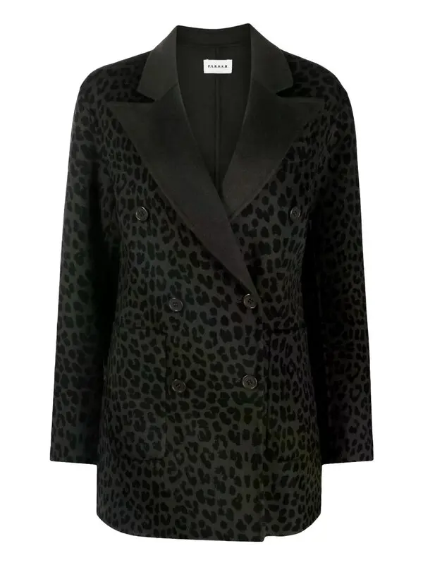 P.a.r.o.s.h Cheetah-print Double-breasted Blazer - Green