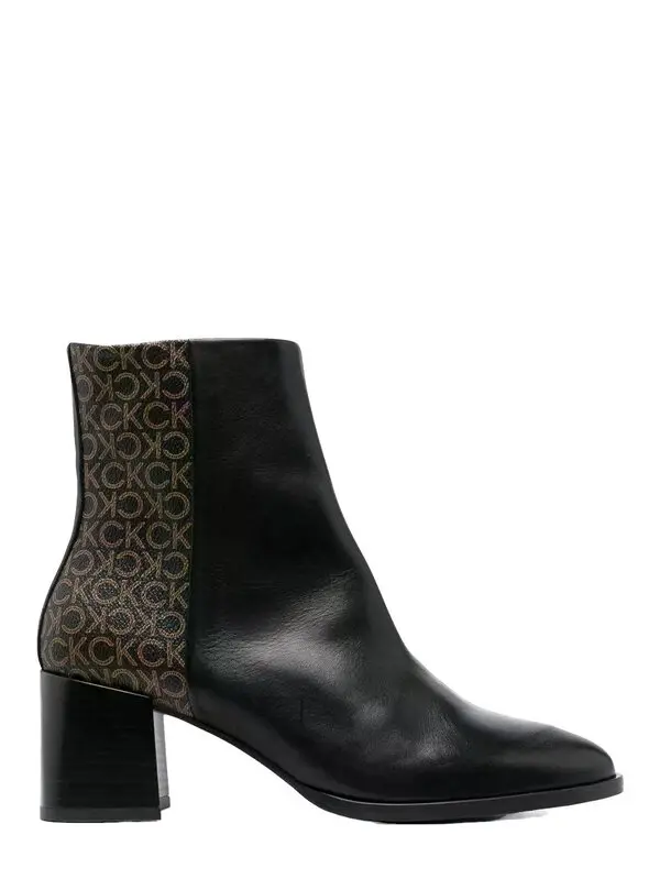 Calvin Klein Monogram-print Ankle Boots - Black
