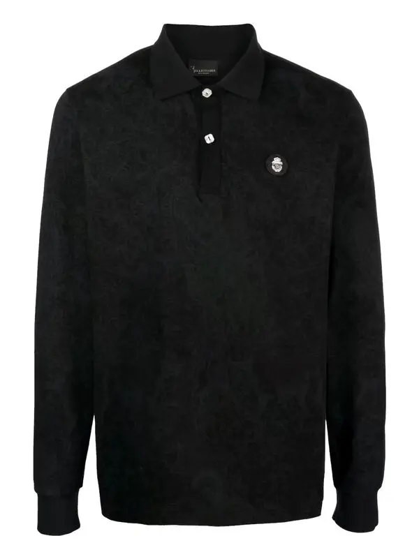 BILLIONAIRE Piquet Long-sleeved Polo Shirt - Black