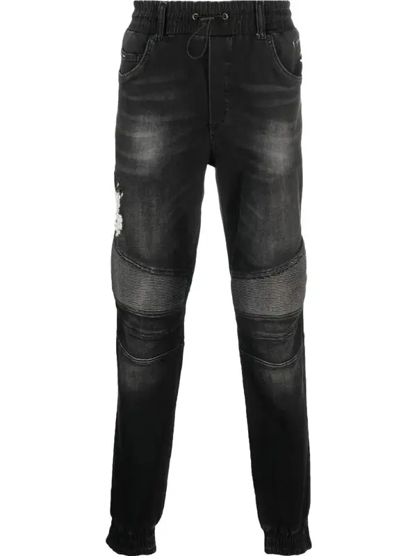 Philipp Plein Drawstring-waist Tapered Jeans - Black