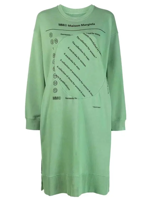 MAISON MARGIELA Graphic-print Sweatshirt Dress - Green
