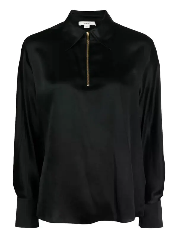 Vince Silk Long-sleeve Blouse - Black