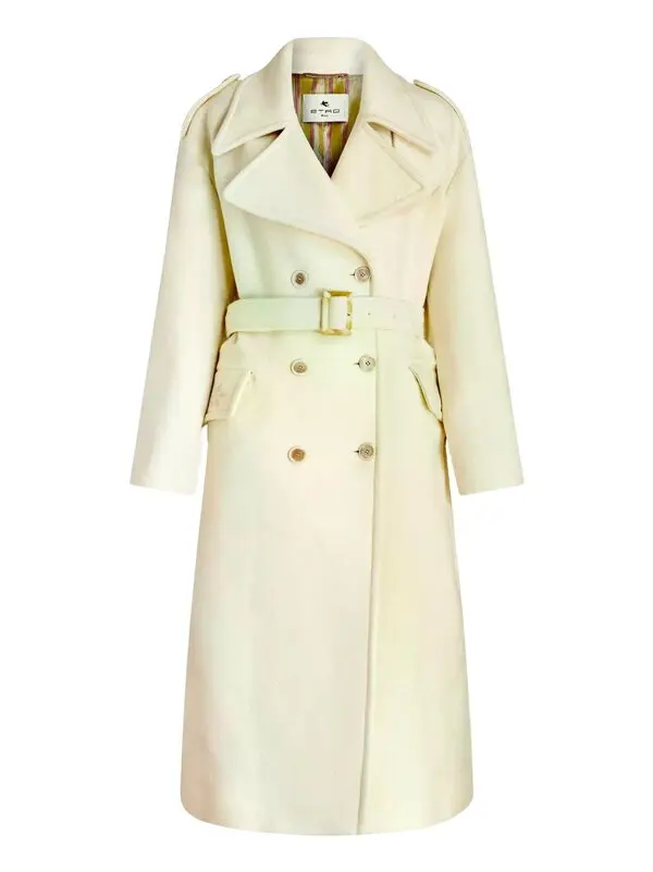 Etro Belted Double-breasted Virgin Wool Coat - Neutrals