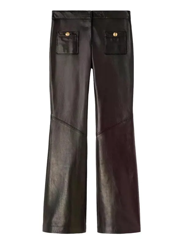 Palm Angels Mid-rise Leather Flared Trousers - Black