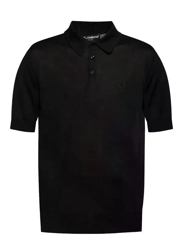 Dolce & Gabbana Embroidered-logo Polo Shirt - Black