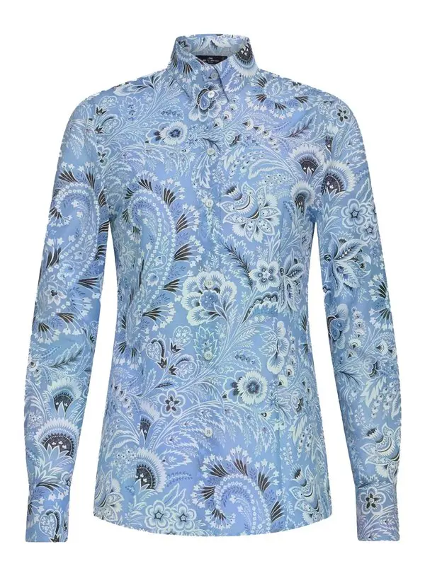 Etro Paisley-print Cotton Blend Shirt - Blue