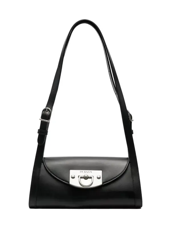 DURAZZI MILANO Flip-lock Leather Shoulder Bag - Black