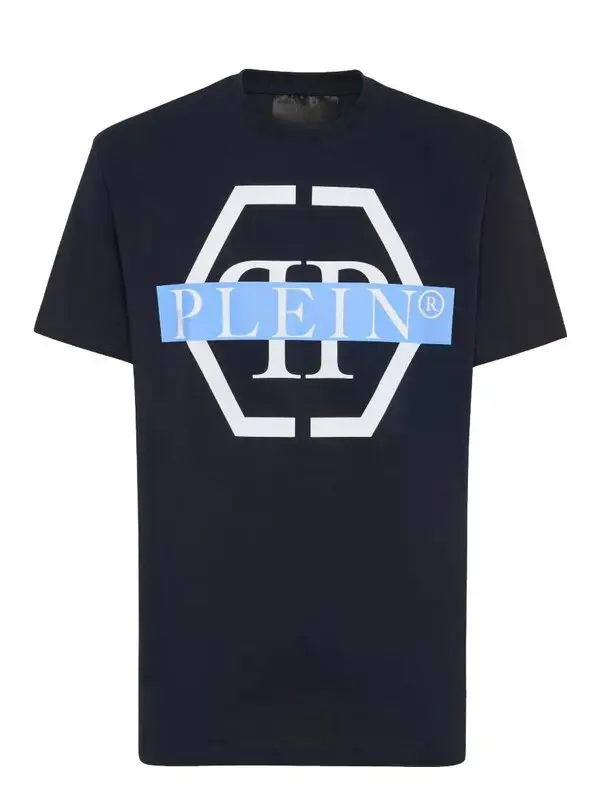 Philipp Plein Pp Tape-print Round-neck T-shirt - Blue