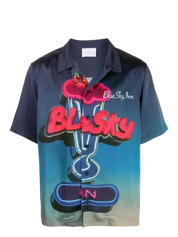 BLUE SKY INN Logo-print Short-sleeved Shirt - Blue