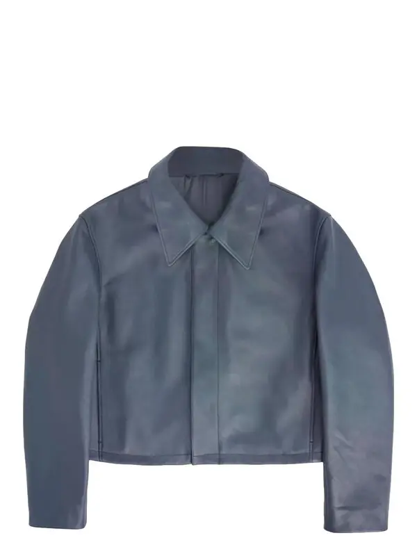 LEMAIRE Lemiare Cropped Leather Jacket - Blue