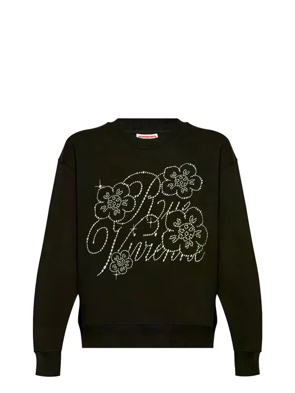 Kenzo Rhinestone-logo Crew-neck Sweatshirt - Black