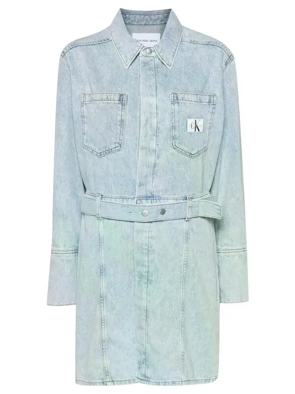Calvin Klein Belted Denim Mini Dress - Blue