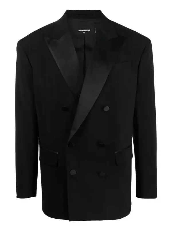 Dsquared2 Double-breasted Silk-lapels Blazer - Black