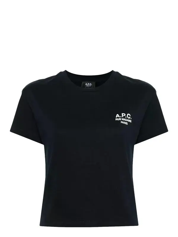 A.p.c. Logo-embroidered Cotton T-shirt - Blue