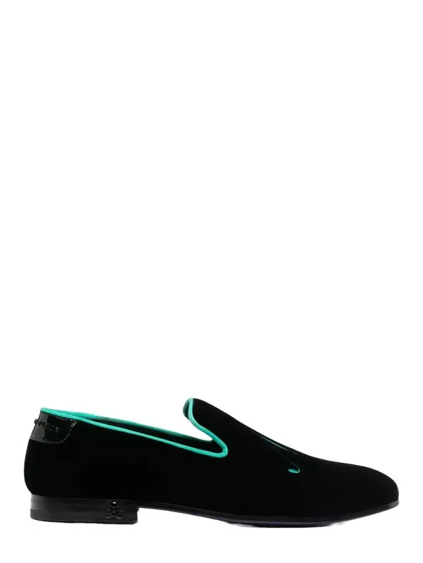 Philipp Plein Slogan-embroidered Velvet Loafers - Black