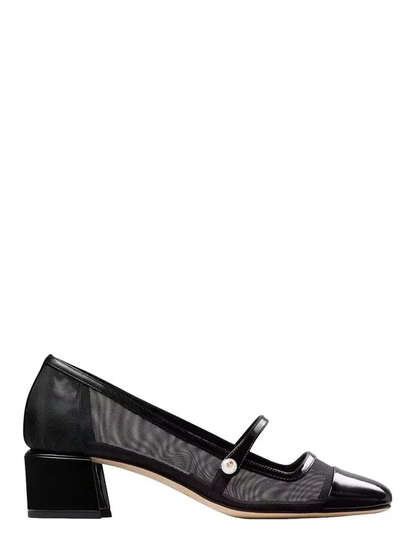 JIMMY CHOO Elisa 45 Mesh And Patent Leather Pumps With Pearl Embellishment - Black