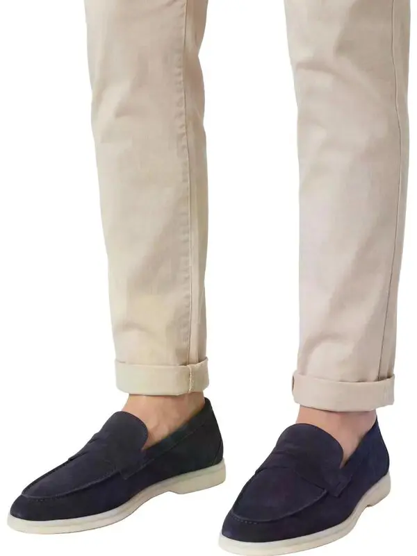 SCAROSSO Luciana Penny-slot Suede Loafers - Blue