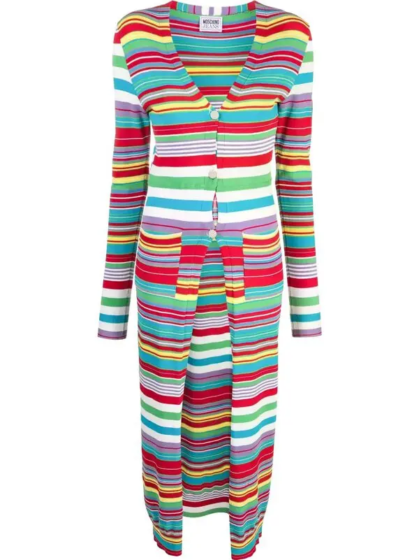 Moschino Stripe-pattern V-neck Cardigan - Red
