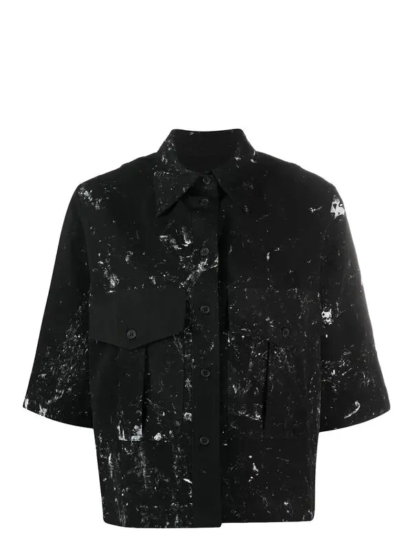 SONG FOR THE MUTE Paint-splatter Short Sleeve Shirt - Black