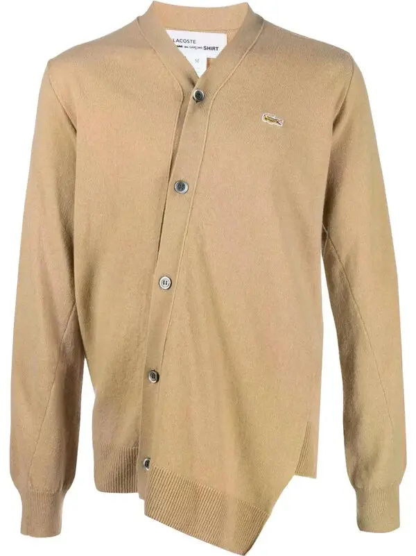 Comme Des Garçons X Lacoste Asymmetric Wool Cardigan - Brown