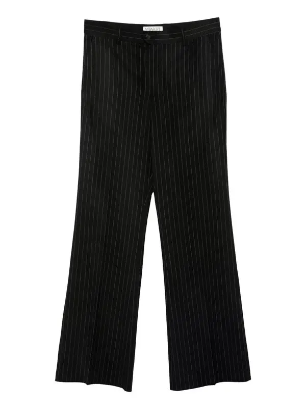 MIDNIGHT RODEO Pinstripe Flared Trousers - Black