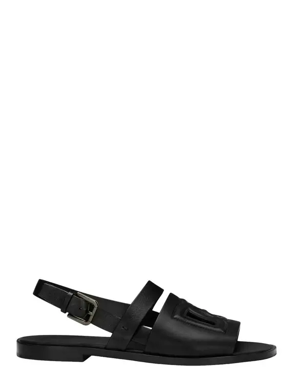 Dolce & Gabbana Logo-embossed Leather Slides - Black