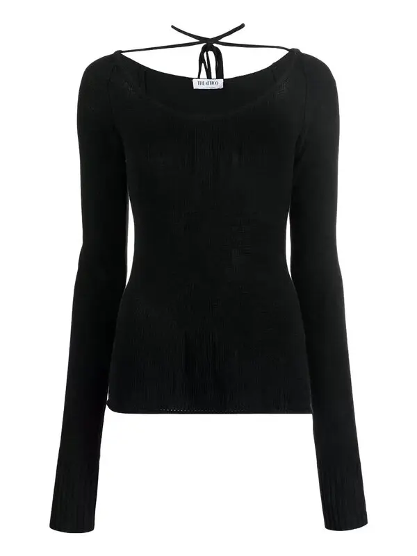 Attico Strap-detail Knitted Top - Black