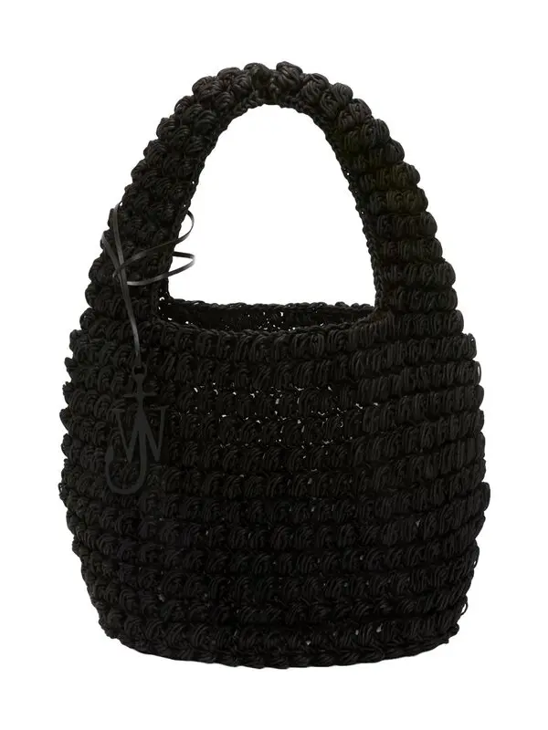 JW Anderson Large Popcorn Knit Tote Bag - Black