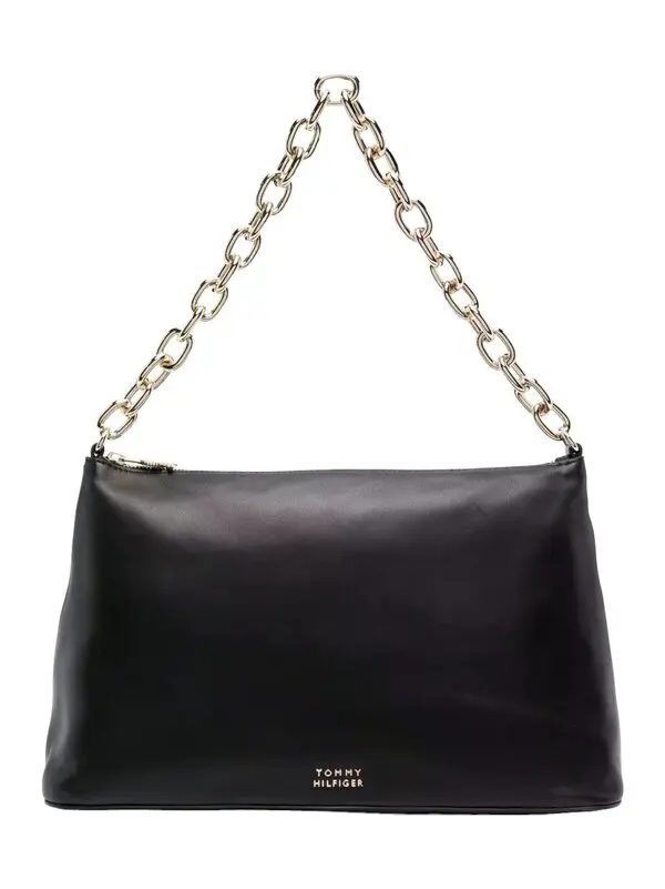 Tommy Hilfiger Calf Leather Shoulder Bag - Black