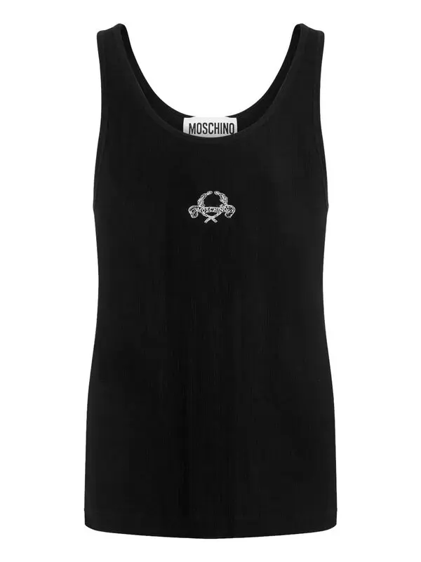 Moschino Logo-embroidered Tank Top - Black