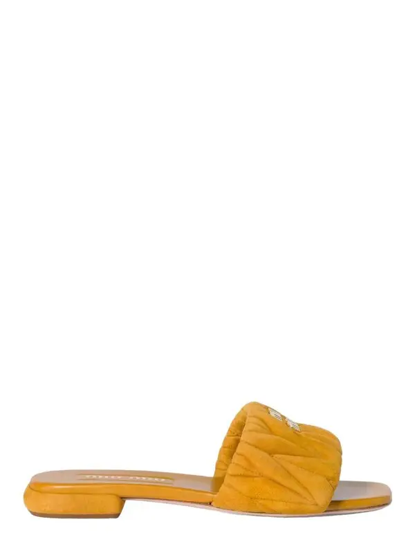 Miu Miu Matelassé Suede Slides - Yellow