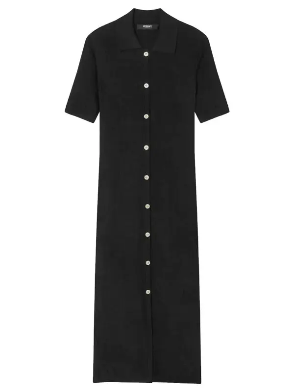 Versace Medusa Head-buttoned Knitted Dress - Black