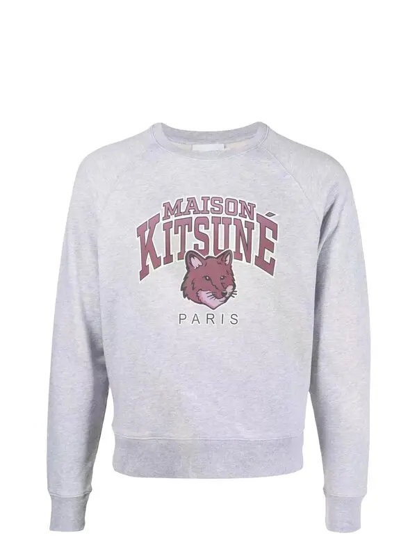Maison Kitsuné Logo-print Cotton Sweatshirt - Grey