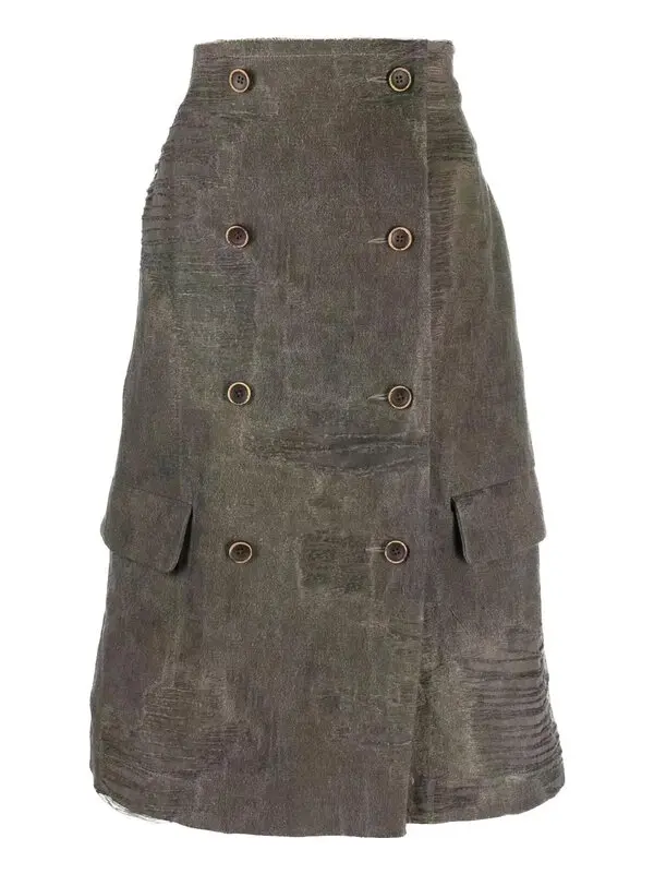 UMA WANG Oversized Distressed Double-breasted Top - Grey